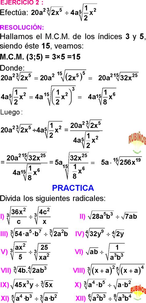 DivisiÓn De Radicales Ejercicios Resueltos