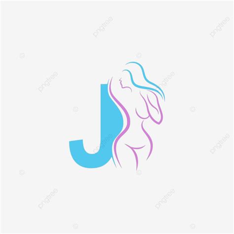 Sexy Woman Icon In Front Of Letter J Illustration Template Vector Background In PNG And