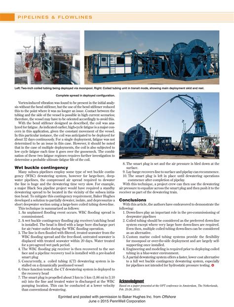 Offshore Coiled Tubing Offers Pre Commissioning Tool For Deepwater Pipelines June 2015 Pdf