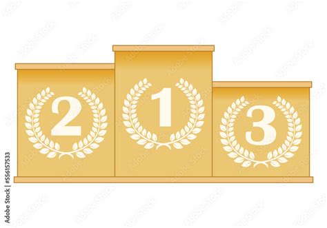 Winner Podium With Numbers In Laurel Wreath Vector Illustration On
