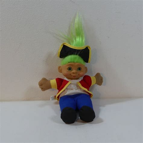 1992 Multi Toys Soft Body Troll Doll Pirate With Green Hair ~ Vintage