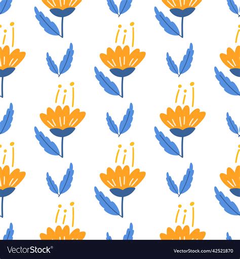 Calendula Flowers And Leaf Seamless Pattern Vector Image