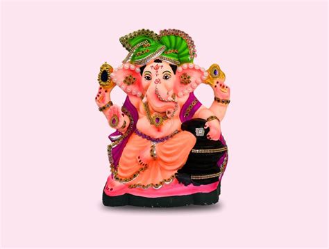 15 Inch Shuvling Ganpati Decorated Eco Friendly Ganesh Idol