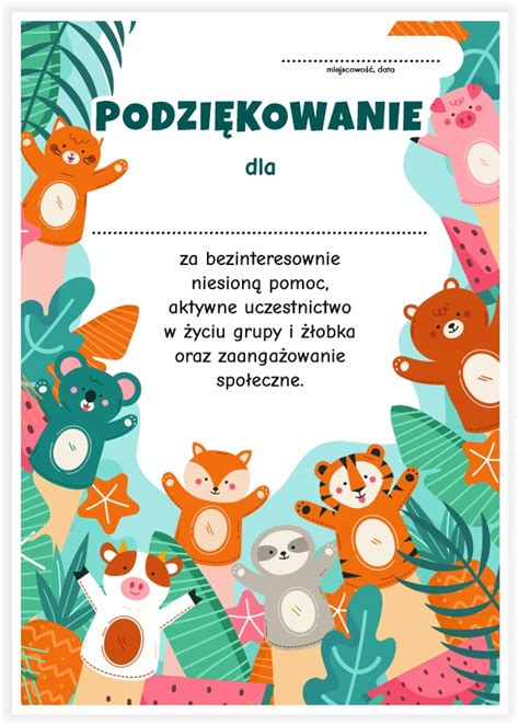 Dyplom Podziękowanie dla rodziców ŻŁOBEK A Cena Opinie Dyplomy