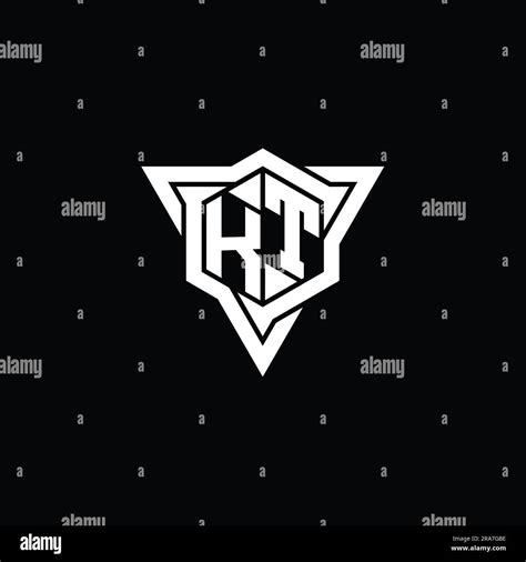 Kt Letter Logo Monogram Hexagon Shape With Triangle Outline Sharp Slice Style Design Template