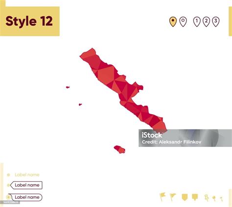 Bengkulu Indonésie Carte Rouge Low Poly Carte Polygonale Plan De La