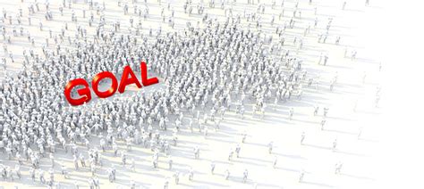 패러다임 시프트 아이디어 개념 3d Redering 군중 낮은 다각형 사람들이 서서 이미지 위에 빛 플레어와 흰색 바닥에 빨간색 목표 단어에 초점을 3차원 형태에 대한 스톡