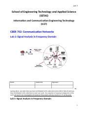 Lab Manual Signal Analysis In Frequency Domain Docx Lab School Of Engineering Technology