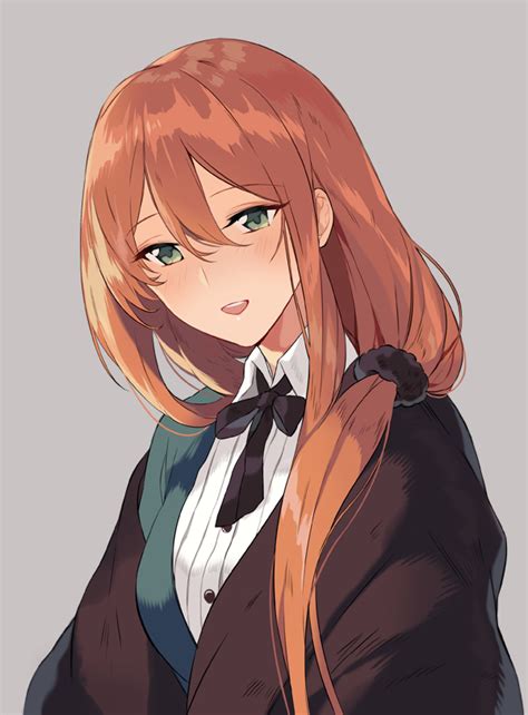 Safebooru 1girl Bangs Blouse Blush Brown Hair Eyebrows Visible