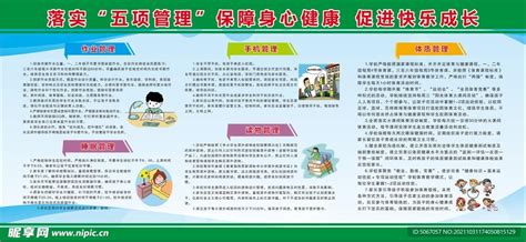 落实五项管理保障身心健康宣传栏设计图展板模板广告设计设计图库昵图网