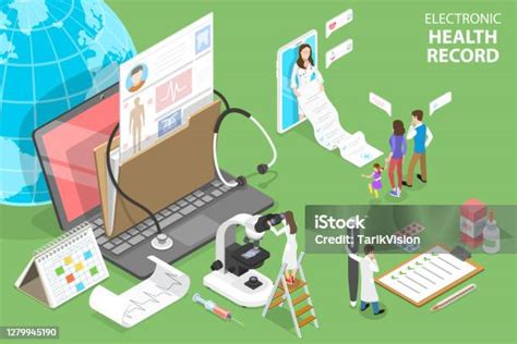 Ehr 的 3d 等軸測平面向量概念圖解 電子健康記錄向量圖形及更多健保和醫療圖片 健保和醫療 電子健康紀錄 等軸測投影 Istock