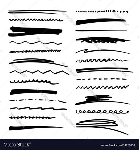 Hand Drawn Collection Set Underline Strokes Vector Image
