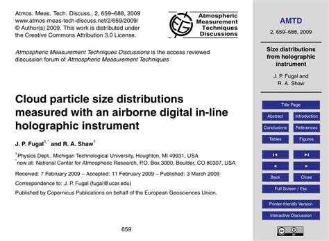Pdf Cloud Particle Size Distributions Measured With An Airborne