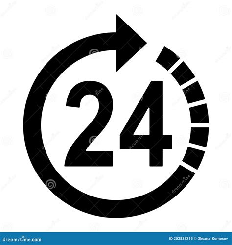 Symbol Icon Sign Open Around The Clock Or 24 Hours A Day Vector Illustration Isolated On White