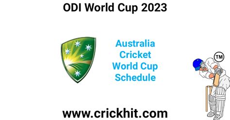 Australia Cricket World Cup Schedule 2023 Crickhit