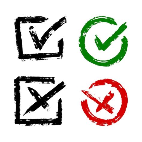 Premium Vector Tick And Cross Signs Checkmark Ok And X Icons