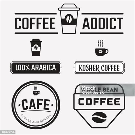 커피 라벨 및 배지 벡터 세트 페이퍼 컵 카페 프린트 타이포그래피 및 로고 디자인 라떼 컵 에스프레소 코셔 배지 아라비카 전체
