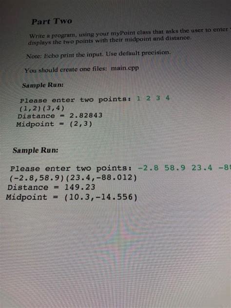 Solved Assignment Part One Write A Mypoint Class With The