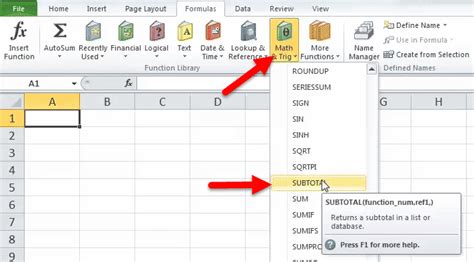 SUBTOTAL Function In Excel Syntax Example How To Use