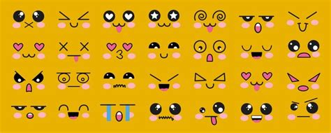 Premium Vector Funny Kawaii Face Collection