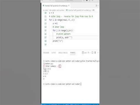 Print Inverted half pyramid pattern of numbers using Python | Printing Patterns in Python - 03 ...