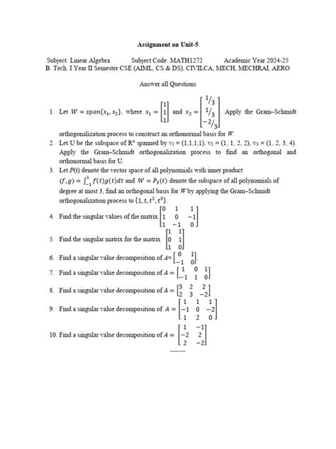 Modified Assignment On Unit 5 Pdf Mathematical Analysis Linear