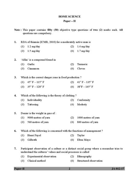 Download Ugc Net Home Science Paper 2 2015 2016 2017 Question Paper With Answer Key Pdf Online