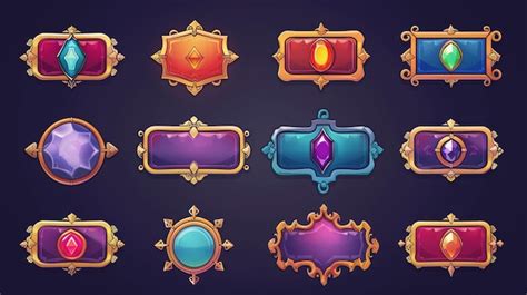 Premium Photo Modern Set Of Art Deco Fantasy Game Interface Buttons Gold Bordered Ui Animation