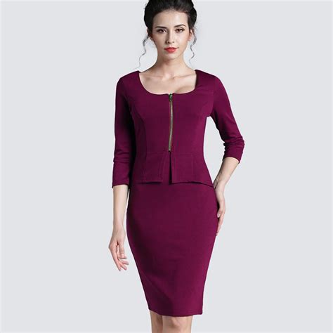 Buy Autumn One Piece Front Zipper Casual 34 Sleeve