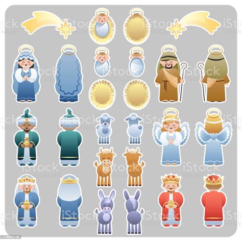 Big Two Sided Nativity Stickers Collection Cute Cartoon Characters Cute Cartoon