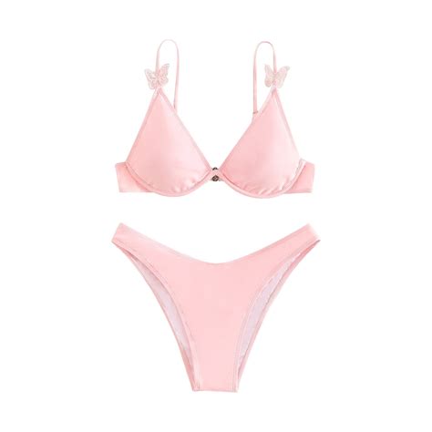 Wreesh Womens Two Piece Swimsuit High Cut Bikini Fashion Straps Color