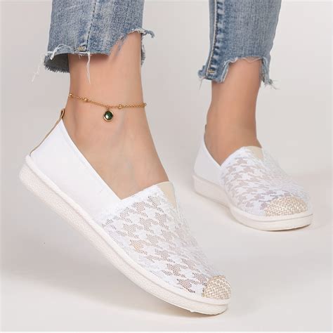 Women S Houndstooth Pattern Sneakers Casual Slip Outdoor Temu Australia
