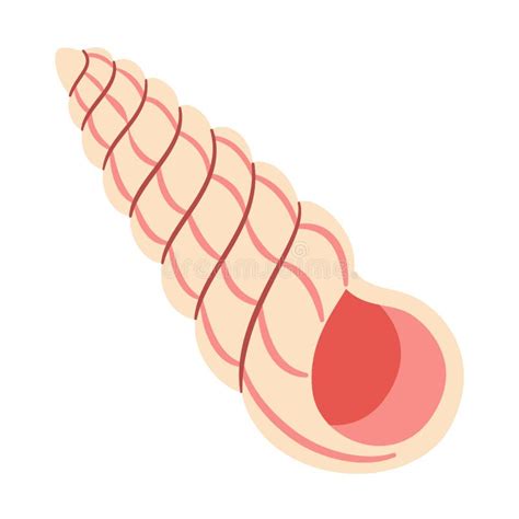 Seashell Hand Drawn Cartoon Style Flat Illustration Seashell Isolated