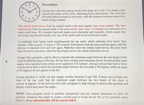 Solved Description George Has A Discrete Analog Clock In Chegg