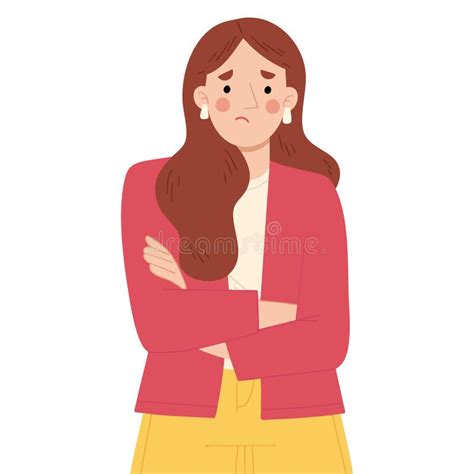Pretty Woman With Sad Expression Cartoon Illustration Stock Vector