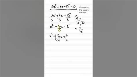 Factorisation Of A Quadratic Equation Completing The Square Method