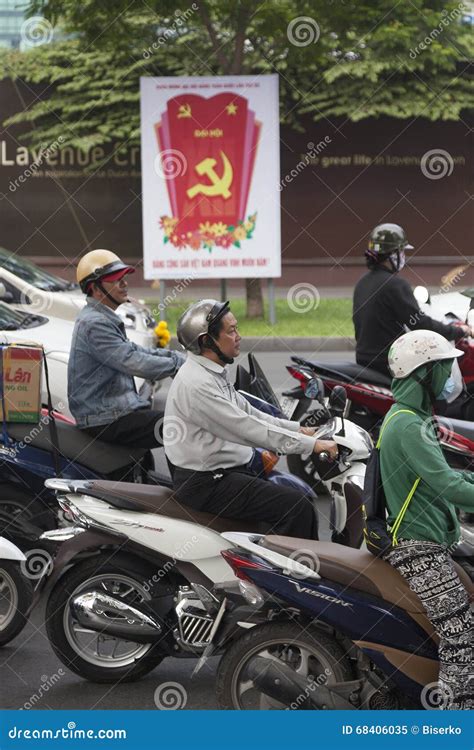 Political Propaganda Banner Hangs On The Facade Of A Humble Working