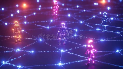 Glowing Network Of Connected Figures In A Digital World Stock Illustration Illustration Of