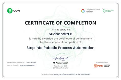 Sudhandra B On Linkedin Guvi Roboticsautomation