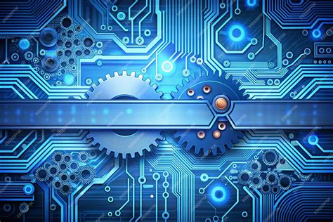 Premium Photo Blue Banner Bridging Innovation With Computer Cogs