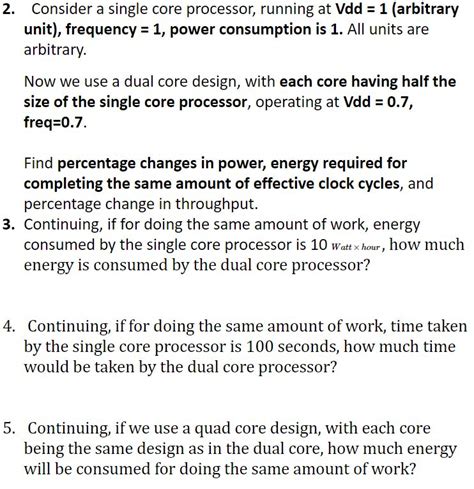 consider a single core processor running at vdd 1