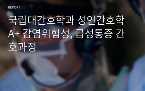 국립대간호학과 성인간호학 A 감염위험성 급성통증 간호과정 레포트