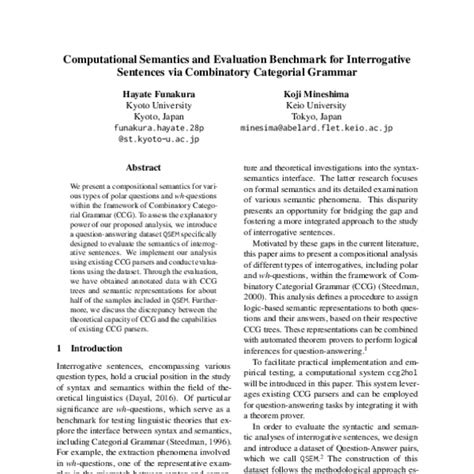 Computational Semantics And Evaluation Benchmark For Interrogative