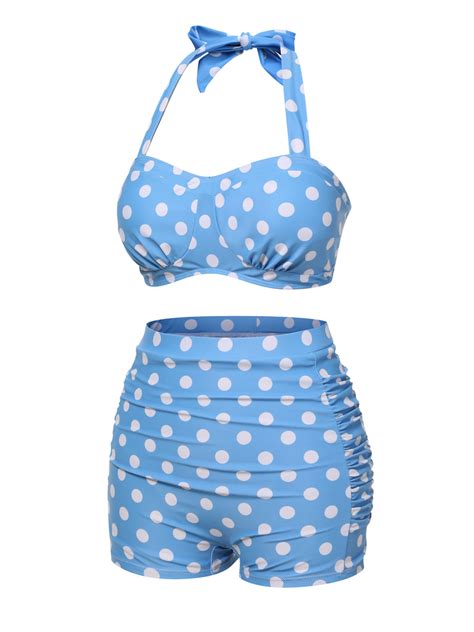 2pcs 1950s Polka Dots Bikini Set Retro Stage