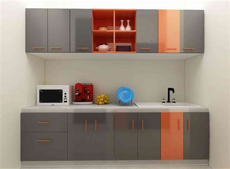Modern Modular Parallel Kitchen Design With Peach Toned And Grey
