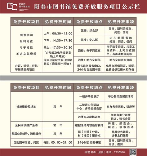 阳春市图书馆免费开放服务项目公示 阳春市人民政府门户网站