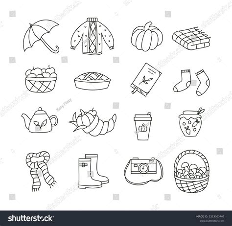 Autumn Icon Set Different Fall Objects Stock Vector Royalty Free