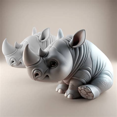 Adorable Rhino 3d Stl Model For Your Desk Decor 3d Print Mod By