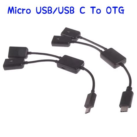 Micro USB ประเภท C ถง พอรต OTG Dual ฮบสายเคเบล Y Splitter สำหรบแทบเลต Android เมาส