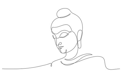 พระพุทธรูปใบหน้าในการวาดเส้นอย่างต่อเนื่อง ภาพประกอบสต็อก ดาวน์โหลด
